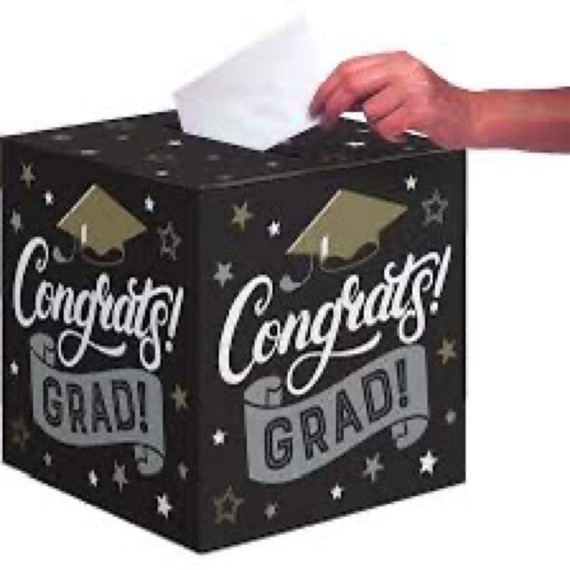 Congrats Grad Black and Gold Graduation Card Box | Pretty Your Party